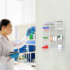 Tube Rack Clear Acrylic 9 Compartment 11.5"W x 5.5"D x 16"H Wall Mount with Hanging Hardware or Countertop Clinics Hospitals Food Industry and Pharmaceutical by Marketing Holders