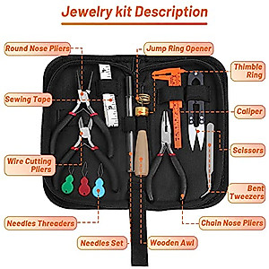 Audab Jewelry Wire Wrapping Jewelry Making Supplies Kit, Ring Sizer Measuring Tools Kit with Jewelry Tools, Ring Craft Wires, Jewelry and Jewelry Findings for Rings Making Jewelry Repair