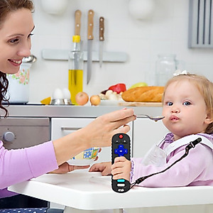 2Pack Teething Toys for Babies, Remote Control Shape Silicone Teether Toys,Baby Teethers for Toddlers Boys Girls (Black + Coral Color)