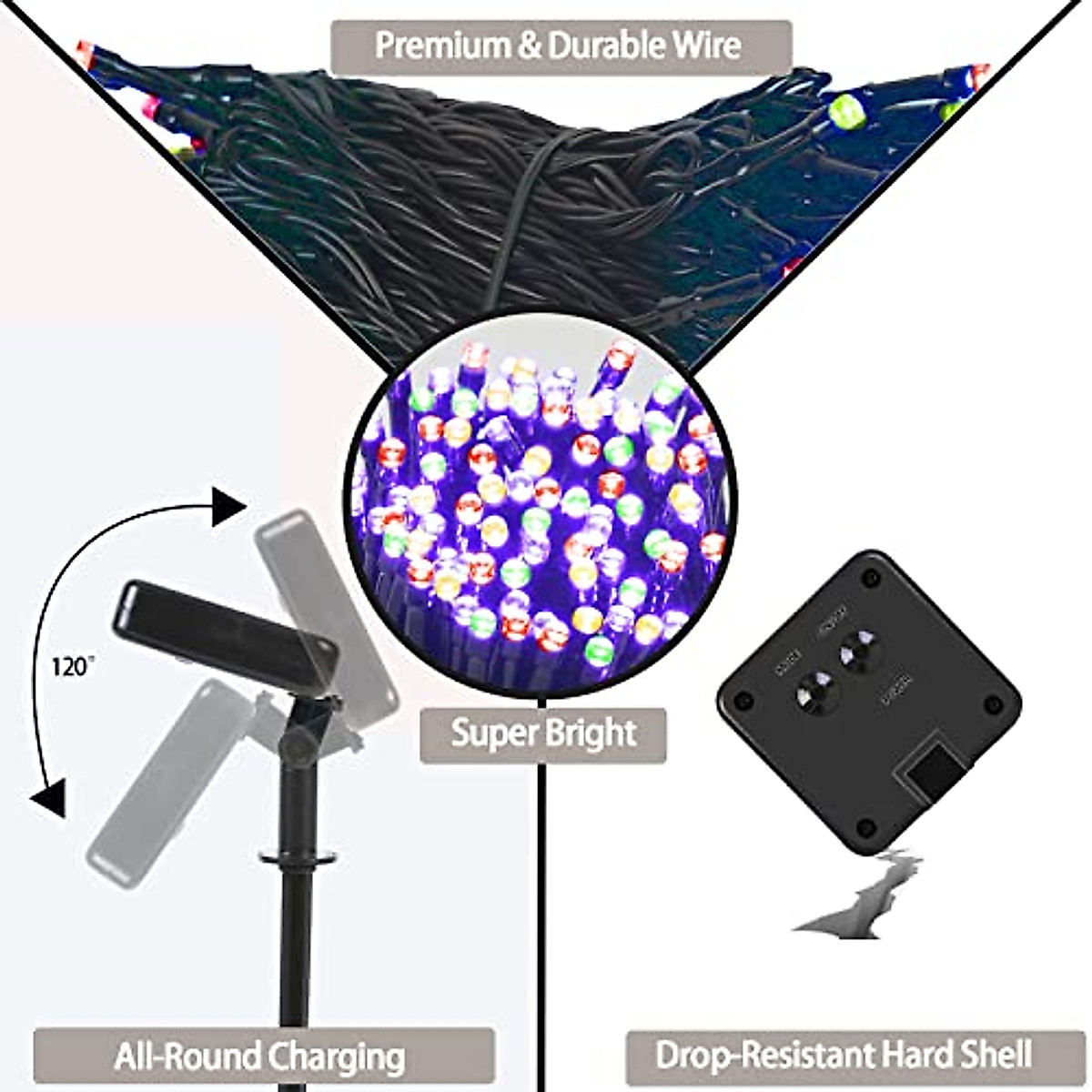 2 Pack Solar String Lights Outdoor, 200 LED Extra-Long 72FT Solar Powered Lights with 8 Lighting Modes, Waterproof Outdoor Lighting Decoration for Garden, Patio, Balcony, Xmas, Wedding, Party