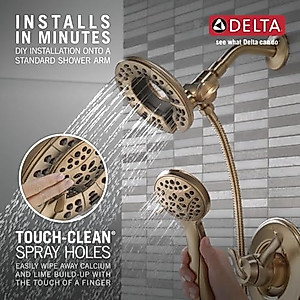 Delta Faucet 4-Spray In2ition Dual Shower Head with Handheld Spray, Gold Shower Head with Hose, Showerheads & Handheld Showers, Handheld Shower Heads, Champagne Bronze 58499-CZ