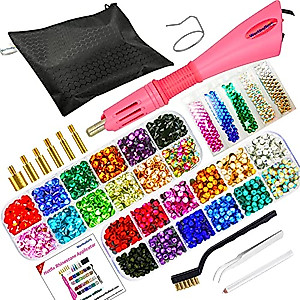 Hotfix Rhinestone Applicator Tool, Hot Fixed Applicator Rhinestones Kit, Bedazzler Kit with Rhinestones, Badazzle Bigger Gems Crystal Pen Setter, Bedazzle 17 Colors Rinestones Set, Jewel Picker