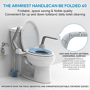 Toilet Safety Rails for Elderly (520 lbs), Handicap Toilet Rails with Foldable Handles, Toilet Assist Rails, Toilet Rails for Seniors, Heavy Duty Toilet Safety Frames Rails with Arms, Easy Installatio