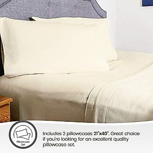 Organic Flannel Pillowcases King Size Set of 2 - Ultra Comfortable 100% Organic Cotton Pillow Cases King Size with Premium Smooth Brushed Finish and Envelope Closure (Natural, King)