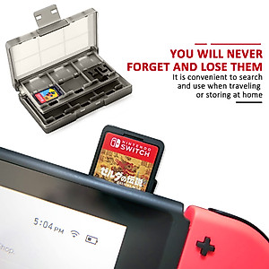 Xahpower Game Card Case Holder for Nintendo Switch, 24-in-1 Game Storage Case Compatible with Nintendo Switch/ Switch Lite/ Switch Oled Catridge Storage Box Black