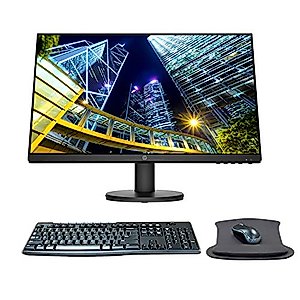 HP P24v G4 24 Inch FHD IPS LED-Backlit LCD Monitor Bundle with HDMI, Blue Light Filter, MK270 Wireless Keyboard and Mouse Combo, Gel Pad