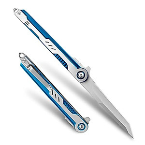 IKORES Pocket Knife,3.5 inch Folding Knife with Leather Sheath and Pocket Clip, Edc Knife with Stainless Steel Blade,for Men and Women