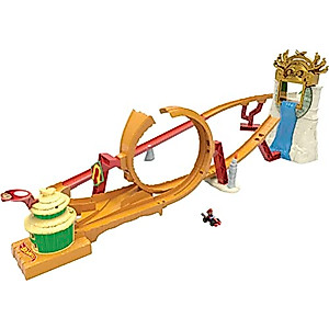 Hot Wheels The Super Mario Bros. Movie Track Set, Jungle Kingdom Raceway Playset with Mario Die-Cast Toy Car Inspired by the Film