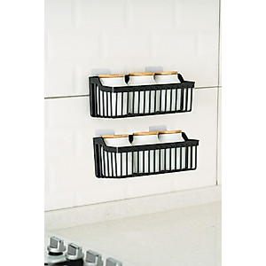 ATA HOME Shower Caddy Bathroom Shelves, Black Hanging Shower Organizer, 2-Pack Large Capacity No Drilling Easy Installation with Adhesive, Shower Shelf for Inside Shower ABS
