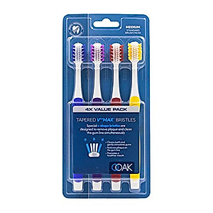 OOAK Toothbrush, Tapered V++Max Med Bristles, 4 Count