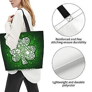 Gelxicu Green Clover Shoulder Tote Bags St Patrick Casual Bag Cute Shoulder Handbags Shopping Bags