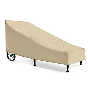 SunPatio Outdoor Chaise Lounge Cover, Waterproof Patio Furniture Lounge Chair Cover with Sealed Seam, Heavy Duty Chaise Cover 76" L x 30" W x 26"/10" H, All Weather Protection, Beige