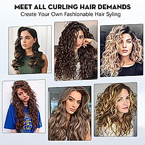 Long Barrel Wand Curling Iron - BESTOPE PRO 6 in 1 Curling Wand Set with Ceramic Barrel for Long Hair, 0.35"-1.25" Interchangeable Curling Iron Wand, Dual Voltage Wand Curler, Include Glove & Clips