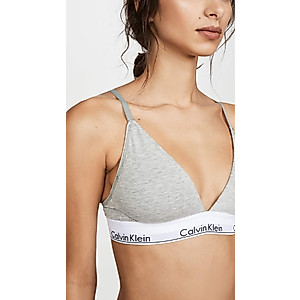Calvin Klein Women's Modern Cotton Lightly Lined Triangle Wireless Bralette, Grey Heather, Small