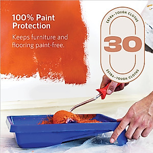 30 Pack- Painter Plastic Drop Cloth for Painting - Sheets for Painting, Cover for Floor, Furniture Dust Cover- Dust-Proof, Water Proof, 9x12 Plastic Tarp Disposable Plastic Sheeting in Bulk