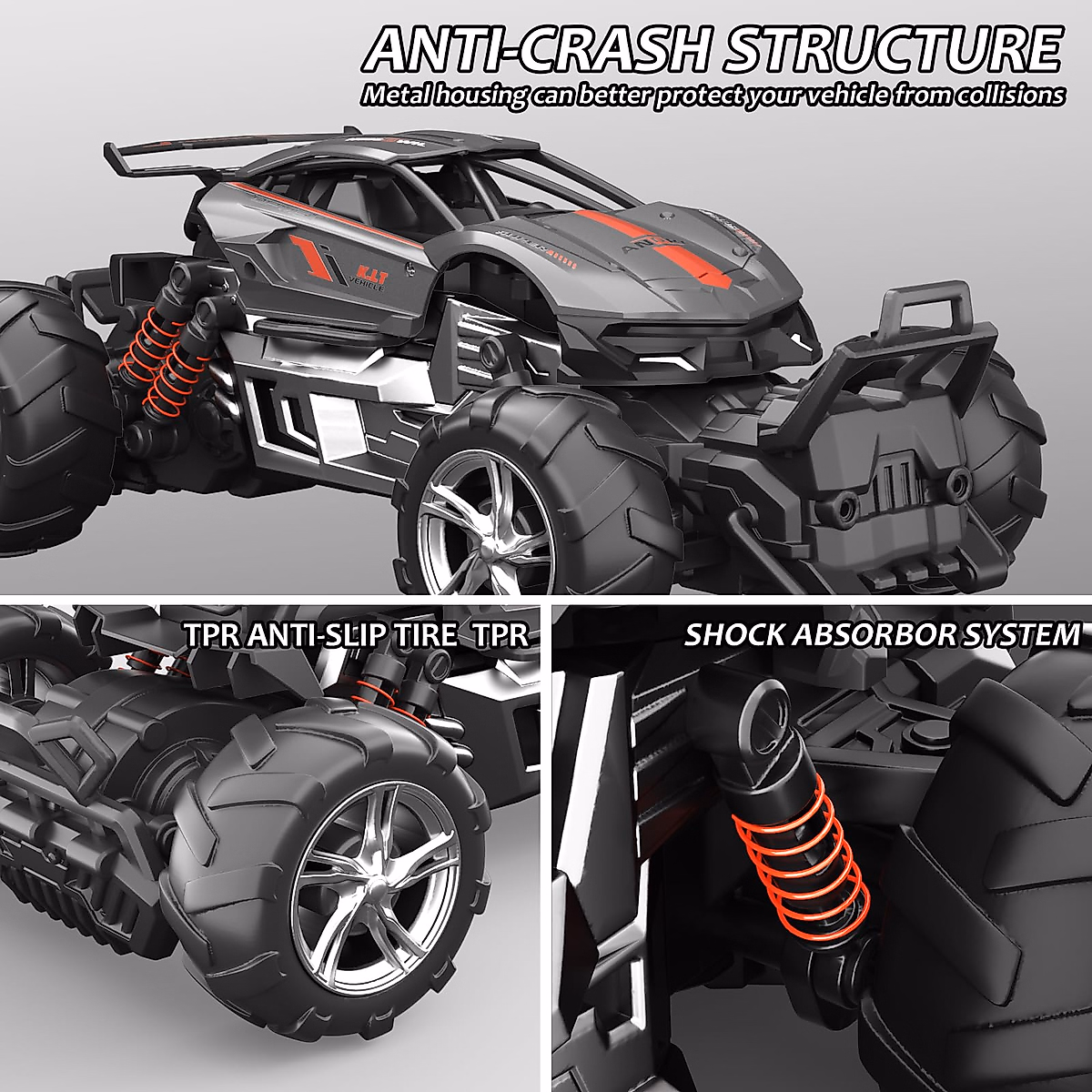 GUOKAI Remote Control Car,2.4GHz Fast RC Cars Toys,1:12 Scale RC Monster Trucks Hobby Grade RC Truck Toys with Rechargeable Battery,Birthday Gift for Kids Boys 6-12 Kids