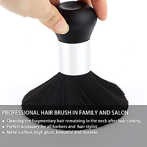 Black Large Barber Brush Neck Duster, Beomeen Soft Neck Brush for Hair Cutting, Neck Face Cleaning Hair Sweep Brushes Salon Tool
