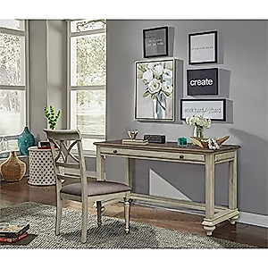 BOWERY HILL Wood Computer Desk in Cream Puff/Walnut Brown Finish