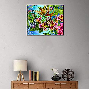 DIY 5D Diamond Painting Full Dril, Xizhendai 5D Full Embroidery Paintings Rhinestone Pasted DIY Diamond Painting Cross Stitch Home Wall Decor (Flower, 30x40cm)