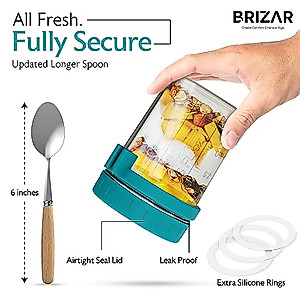 BRIZAR Overnight Oats Containers with Lids Glass - Airtight Overnight Oats Jars & Recipe Book - Overnight Oats Container for Food Storage, Oatmeal, Chia Pudding, Fruit, Yogurt - 4 Pack, 10oz