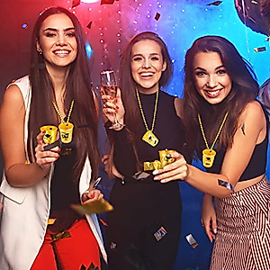 Kingdder 12 Pcs Casino Shot Glass Necklace on Beaded Plastic Shot Necklace Cup Shot Glasses Casino Themed Party Favors, Graduation Las Vegas Party Decoration, 4 Styles(Grad)