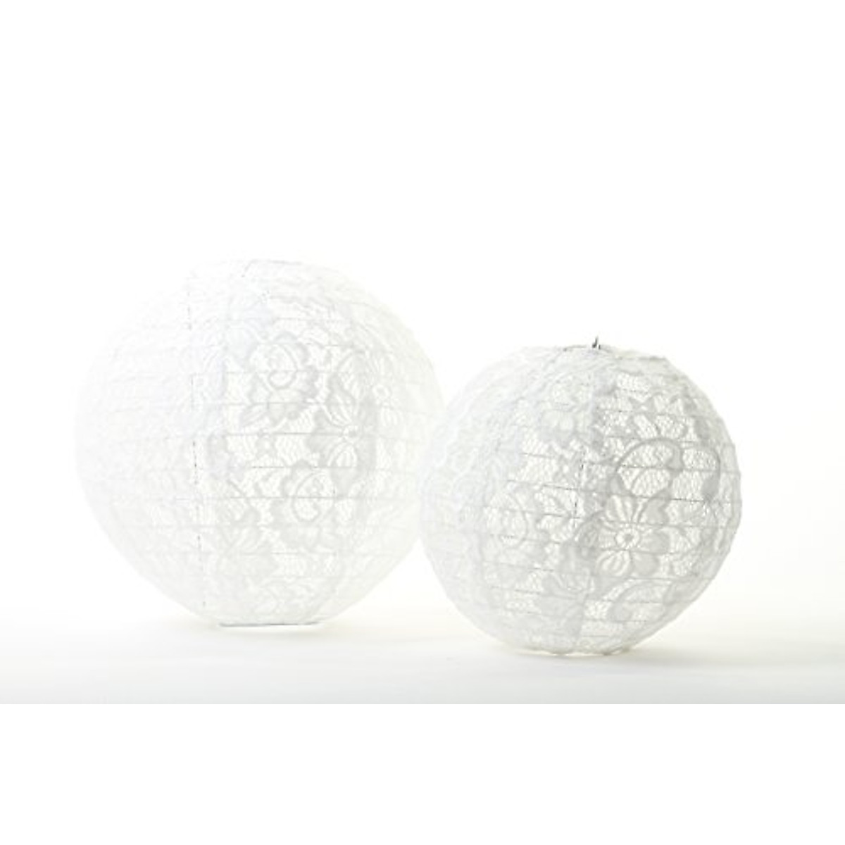 Andaz Press Hanging Lace Lanterns Decorations, Real Lace Fabric, 8-inch and 10-inch, 2-Pack, for Burlap and Lace Theme Wedding Bridal Baby Shower 1st Birthday Party Supplies Girl Nursery Decor