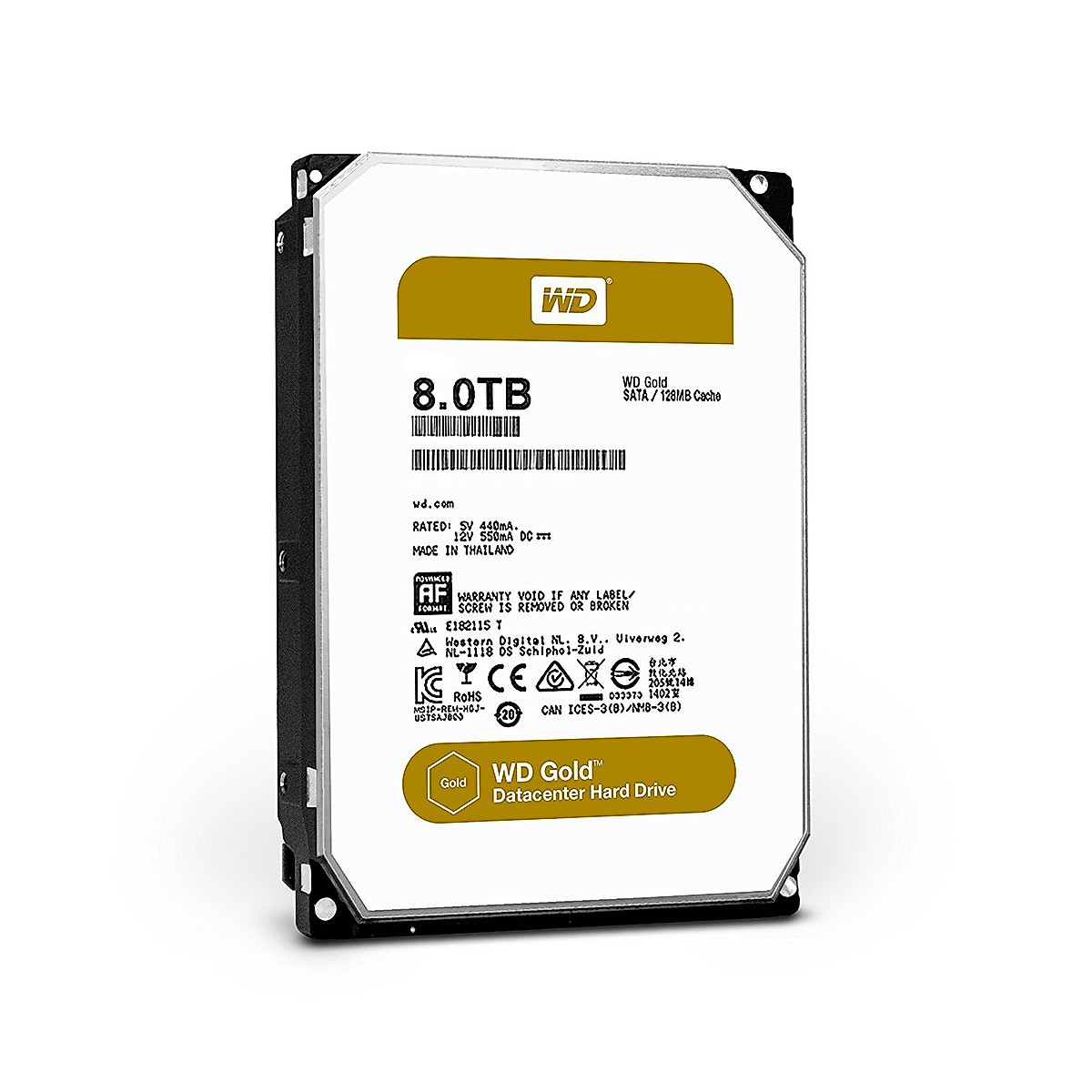 WD Gold 8TB Datacenter Hard Disk Drive - 7200 RPM Class SATA 6 Gb/s 128MB Cache 3.5 Inch - WD8002FRYZ