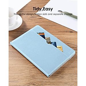 DTTO for iPad 9.7 Inch 5th/6th Generation 2018/2017 Case with Apple Pencil Holder, Premium Leather Folio Stand Cover Case for Apple iPad 9.7 inch, Also Fit iPad Pro 9.7/Air 2/Air - Ice Blue
