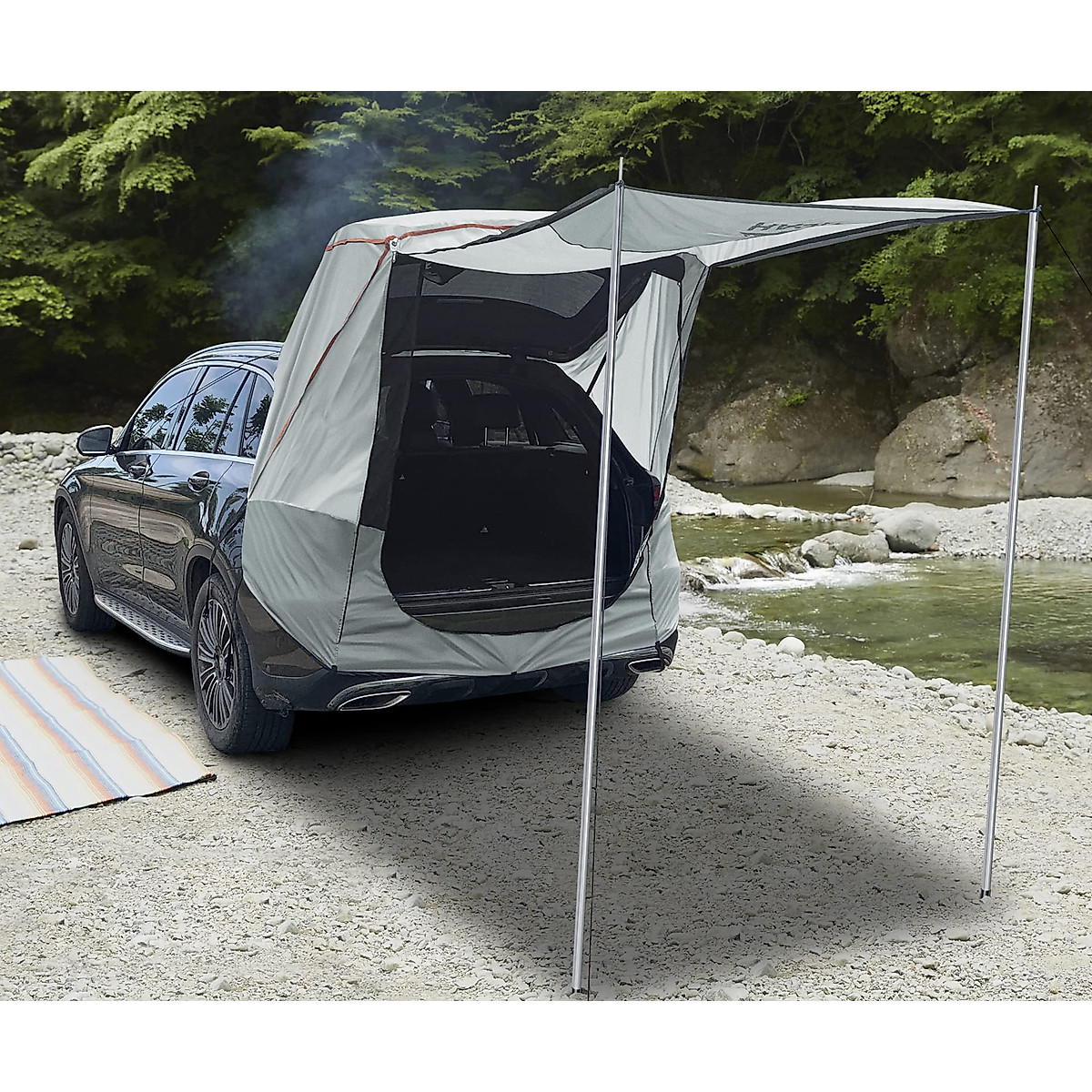 Poles Included Tailgate Shade Awning Tent for Car Camping Road Trip Essentials Small to Midsize SUV Waterproof 3000MM UPF 50+Grey (Large)