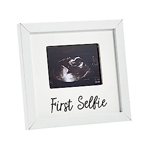 Juvale Baby Sonogram Picture Frame for 4 x 3 Ultrasound Photo, First Selfie (7 x 6.5 In, White)