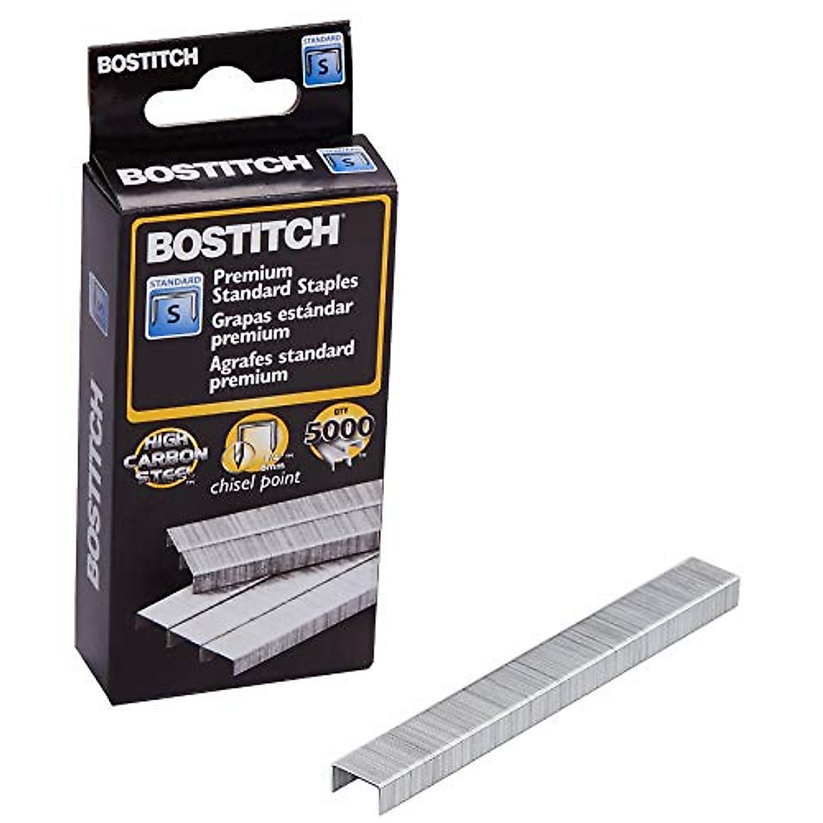 Bostitch Standard Staples, 1/4" Length,Full Strip Staples, 5000 Per Box, 8-Pack