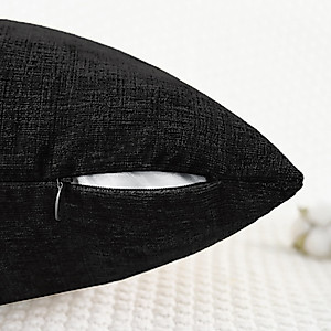 CaliTime Throw Pillow Covers Decorative 18 X 18 Inches Pack of 2 Cozy Chenille Cushion Cases for Couch Sofa Bed Living Room Home Black