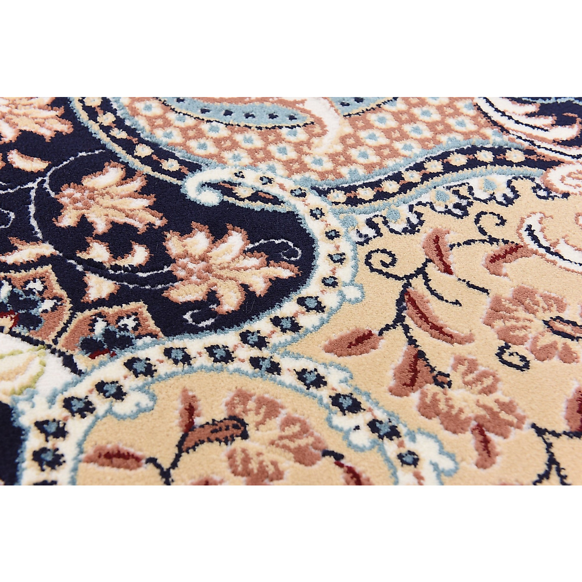 Unique Loom Narenj Collection Classic Traditional Medallion Textured Design Area Rug, 8 x 10 ft, Navy Blue/Blue