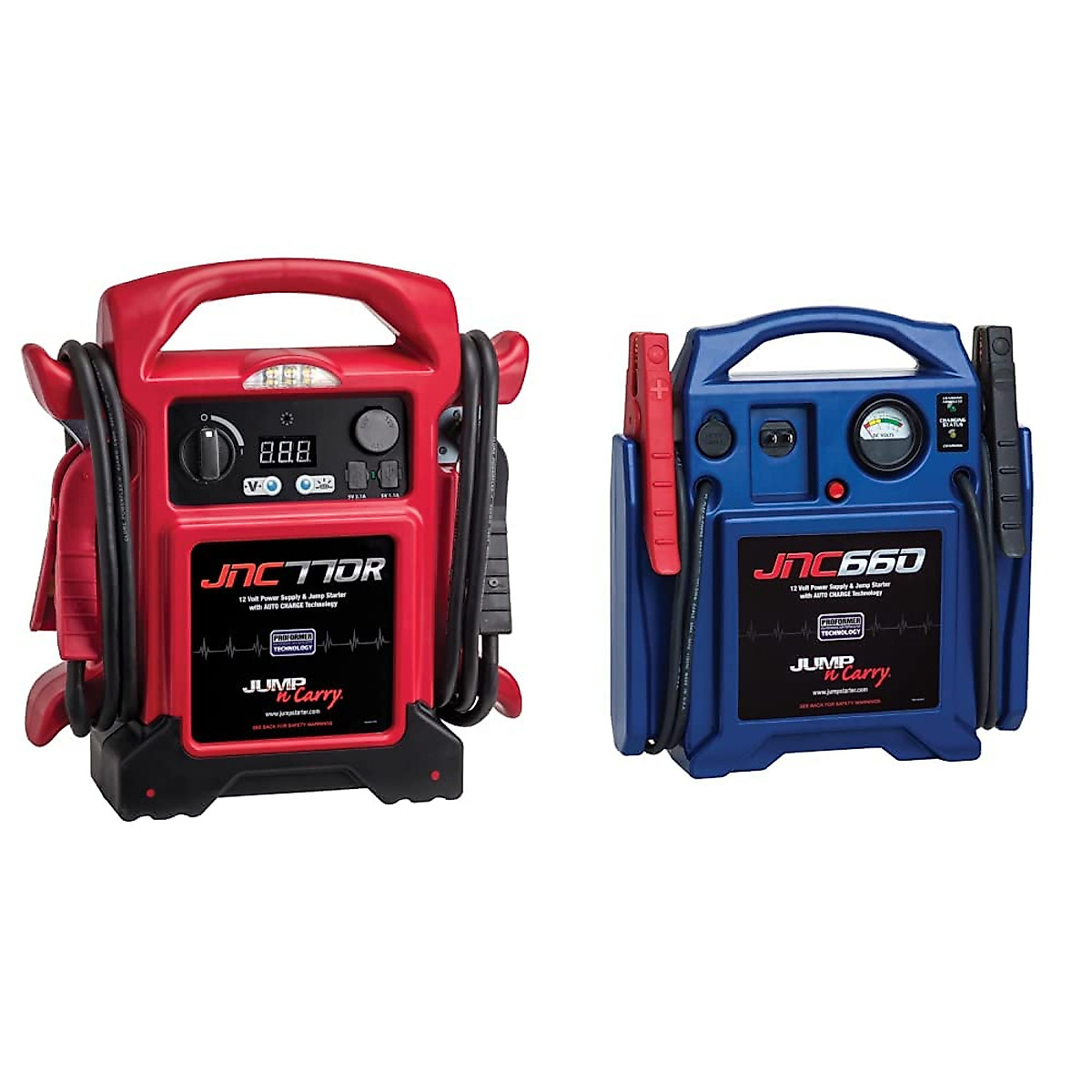 Clore Automotive Jump-N-Carry JNC770R 1700 Peak Amp Premium 12 Volt Jump Starter Bundle - Red