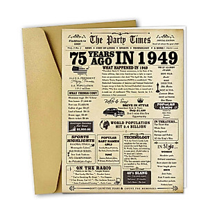 LiuuLi Jumbo 75th Birthday Card for Women Men,Vintage Birthday Decoration Gifts for 75 Years Old Mom Dad,Back in 1949 Birthday Gifts Card for Grandma Grandpa