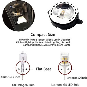 Sriomny G8 LED Bulb 2W Equivalent to 20W Halogen Bulb, T4 JCD Type Two-pin G8 Base, AC 120V G8 Natural White 4000K, Non-dimmable, Suitable for Cabinet Lighting, Indoor Lighting (10 Pack)