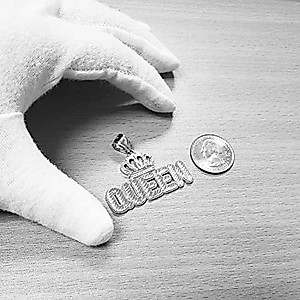 LA BLINGZ Queen Crown DC Sterling Silver Hip-Hop Pendant