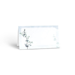 Stonehouse Collection | Floral Eucalyptus Table Tent | Neutral Name Card With Flowers | Wedding Place Setting | 25 CountRose (Eucalyptus)