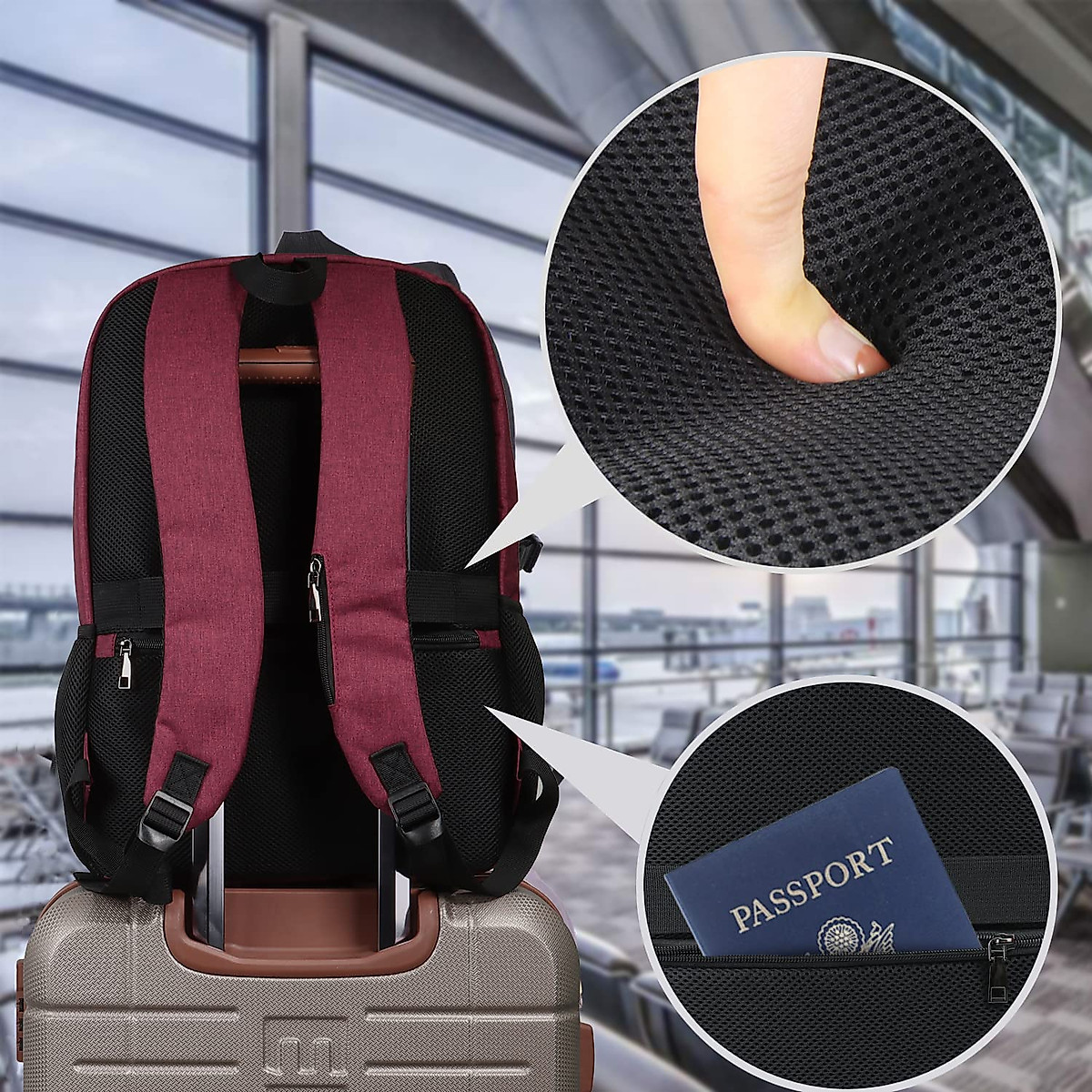 TITILT Laptop Backpack Fits 17 Inch Computer, Bussiness Travel Backpack with USB Charging Port and Anti Theft Pocket, Navy