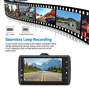 Dash Cam Front with 32G SD Card, BOOGIIO 1080P FHD Car Driving Recorder 3'' IPS Screen 170°Wide Angle Dashboard Camera Aluminum Alloy Case, WDR G-Sensor Parking Monitor Loop Recording Motion Detection