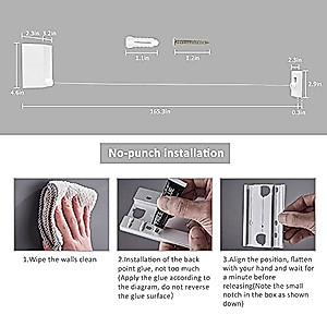 SHERY Retractable Clothesline Adjustable Outdoor Wall Mount Rope Heavy Duty Stainless Clothes line Indoor or Outdoor Clothes Drying line 13.8feet