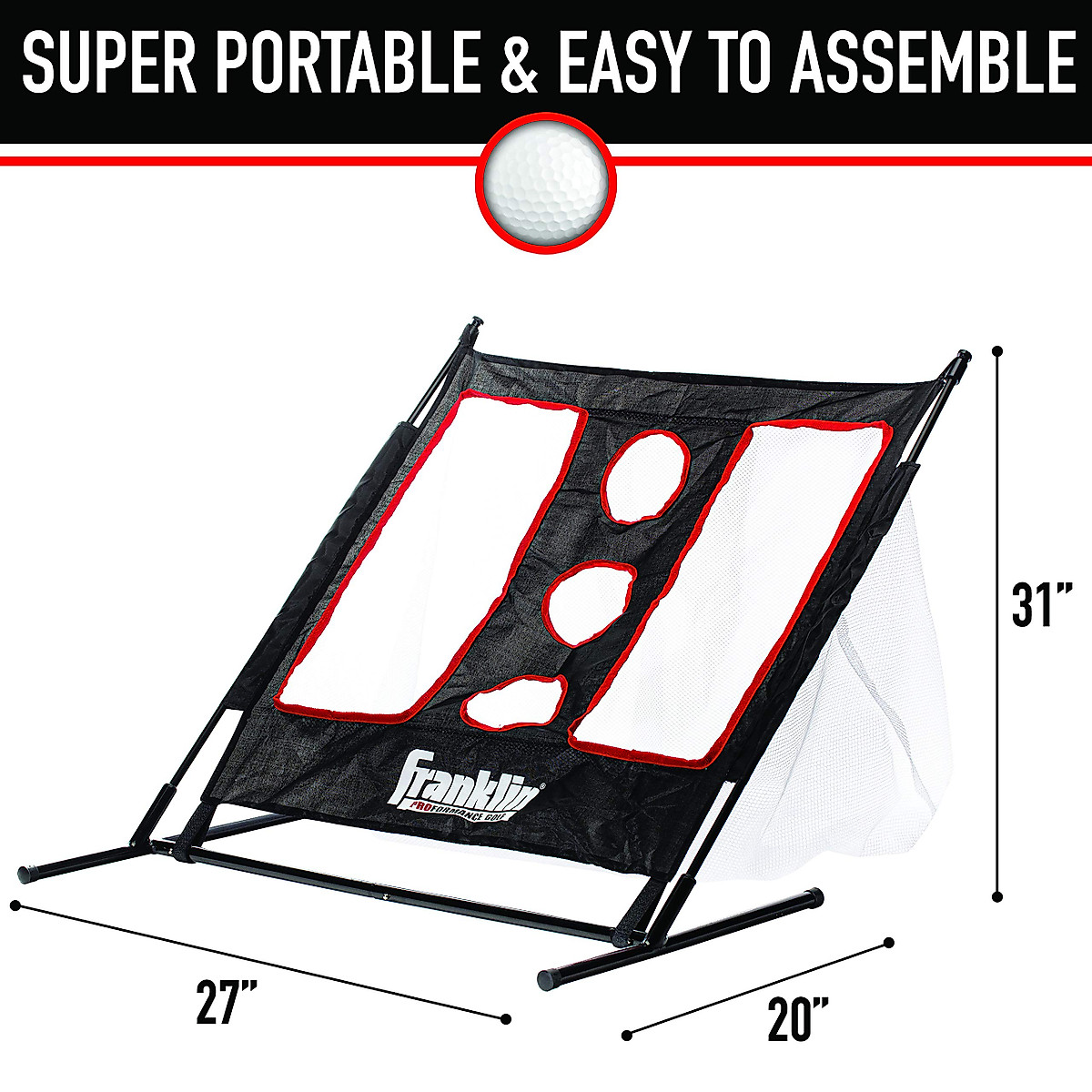 Franklin Sports - Golf Chipping Target - Training - Golf - Includes 12 Training Balls, Black