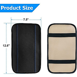 XINLIYA Car Armrest Storage Box Mat, Fiber Leather Car Center Console Cover, Car Armrest Seat Box Cover Accessories Interior Protection for Most Vehicle, SUV, Truck, Car (Black/Blue)