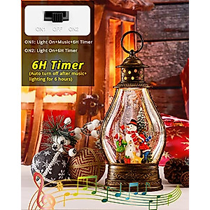 Snow Globe Snowman Christmas Decorations Indoor Ornament, Glittering Lantern Swirling,Home Decor Gifts with Musical ,Battery or USB Powered