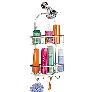 InterDesign York Extra Large Shower Caddy - Bathroom Storage Shelves for Shampoo, Conditioner and Soap, Satin