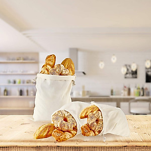 Linen Bread Bags Reusable Bread Bags For Homemade Bread, Homemade Artisan Bread Storage,Linen storage Bread Bags For Home(Size 3-11x15 in, 2-27x5.8 in）