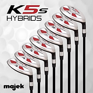 Majek Senior Men’s Golf All Hybrid Complete Full Set, which includes: #3, 4, 5, 6, 7, 8, 9, PW Senior Flex with Premium Men's Arthritic Grip Right Handed Utility “A” Flex Clubs