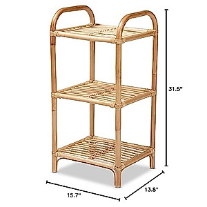 Bali & pari Barras Modern Bohemian Natural Rattan 3-Tier Display Shelf