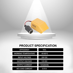 TONSIM Adapter for Dewalt 20V Battery - 20V to 12V Step Down Converter with Cigarette Lighter Interface - Compatible with All 20V Dewalt Batteries, Power Wheel Adapter for All Car Appliances