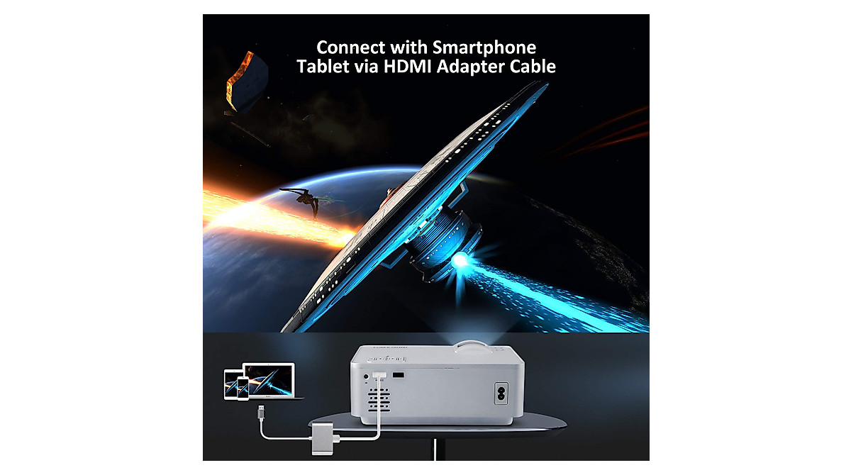 Mini Projector 7500 Lux 210" - Vibrant HD Visuals for Home & Outdoors